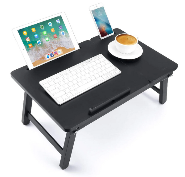 Foldable Wooden Laptop Table with Drawer - Furnifyfactory.com